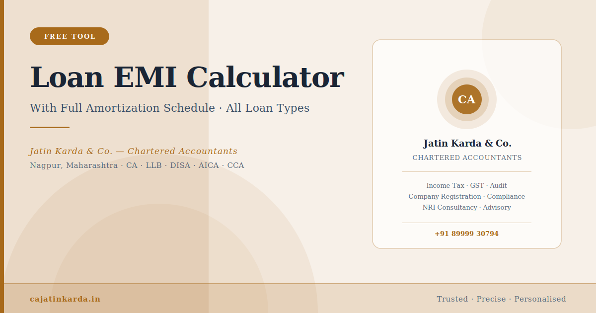 EMI Calculator with Amortization Schedule | Loan EMI | Jatin Karda & Co ...